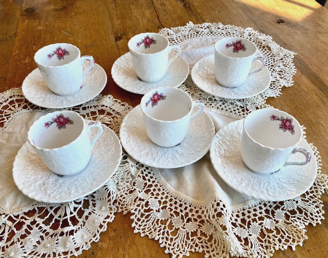 Vintage Spode Demitasse Cups & Saucers Set, Pattern BRIDAL ROSE, Set ...