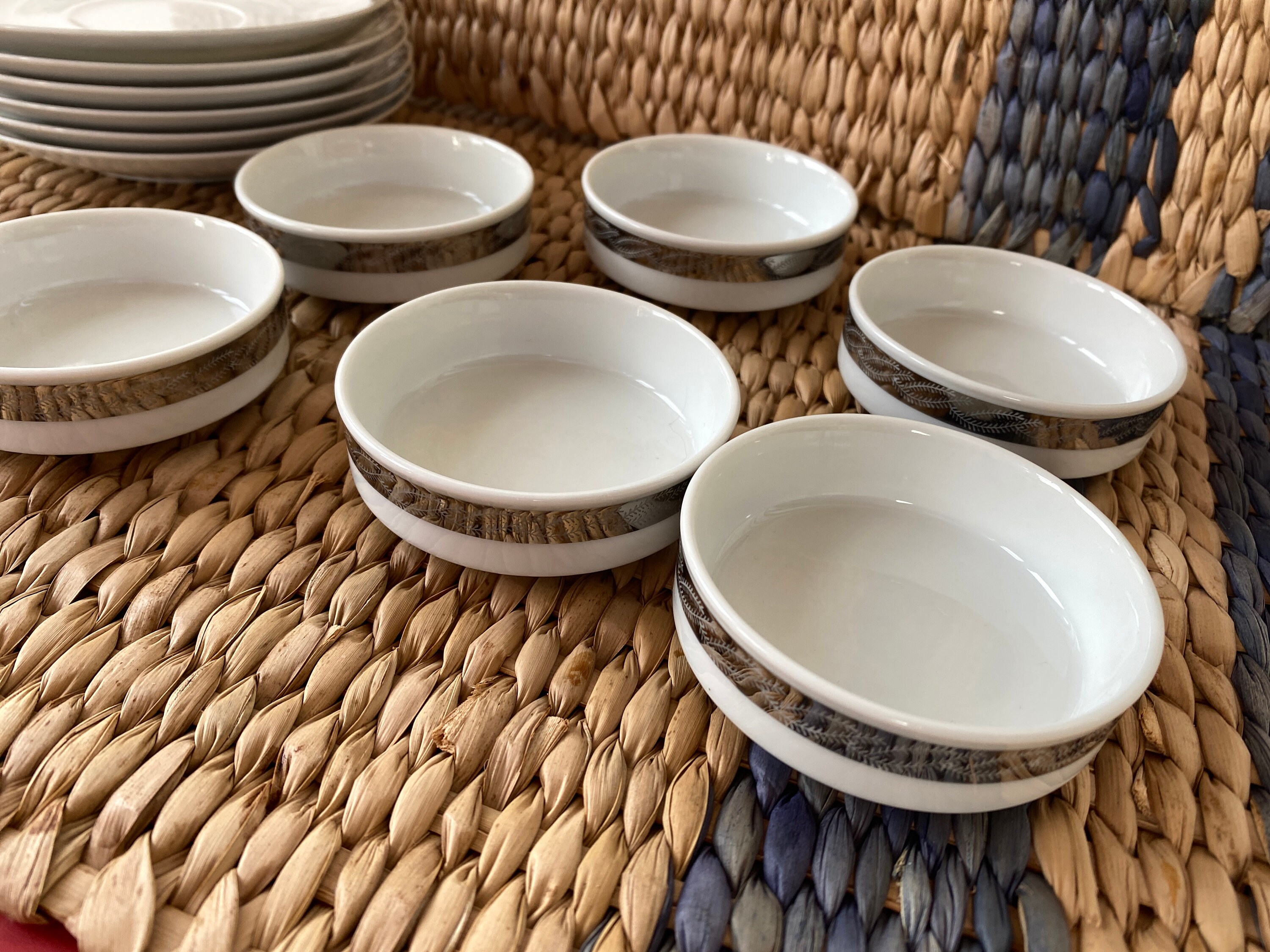 6 FUKAGAWA Small Sauce & Plate Sets, 12 Pieces Total, Arita Silver ...