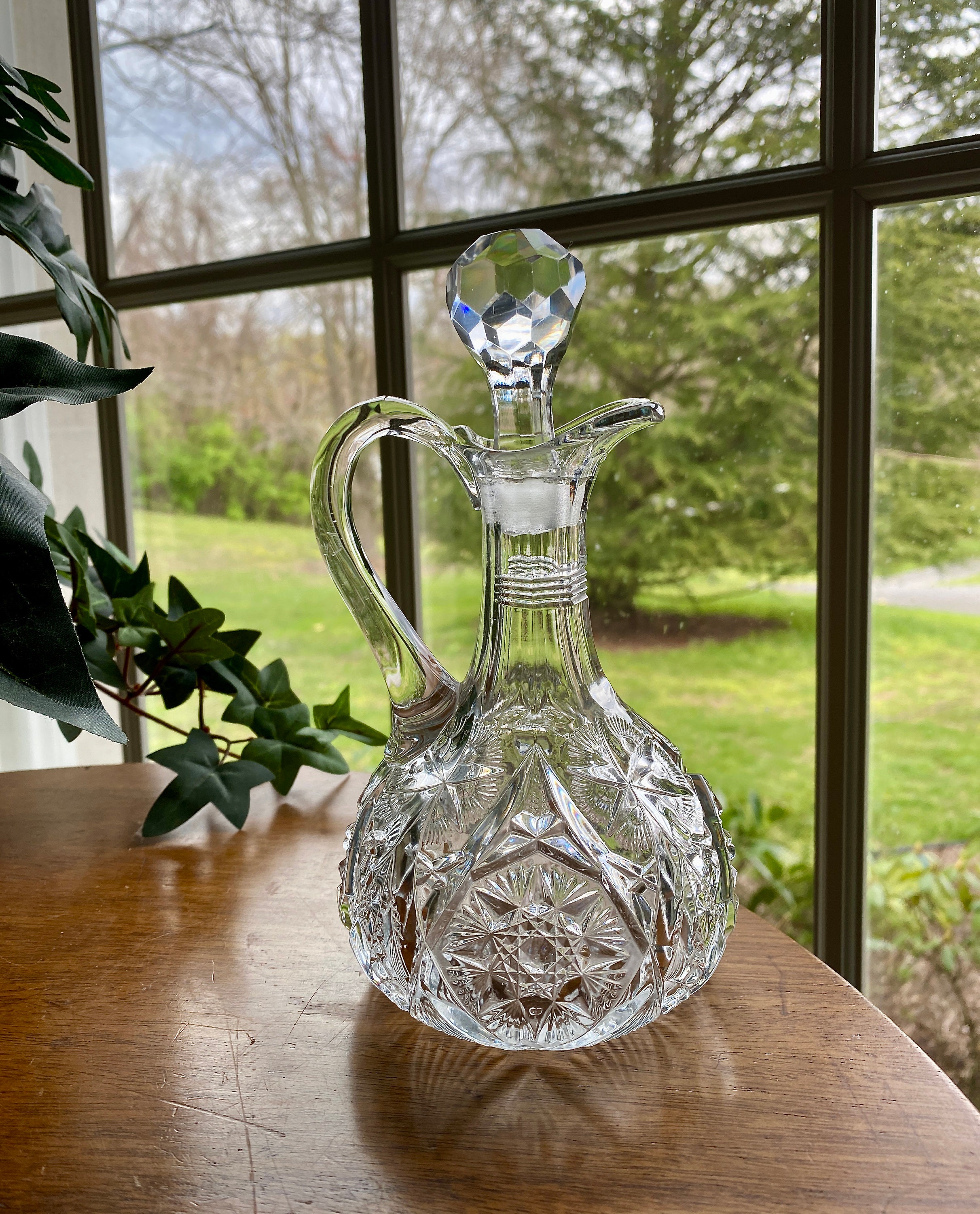 Antique Cut Crystal Glass Cruet: Floral Pattern, Heavy - Etsy