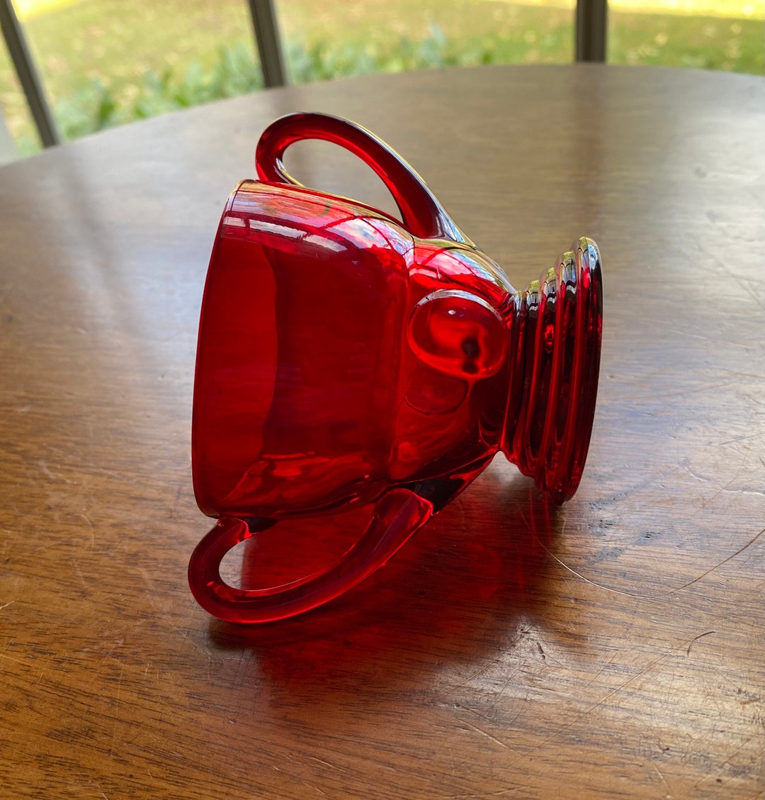 Mini "moondrops" Open Sugar Bowl, 1930's Depression Ruby Glass by New ...