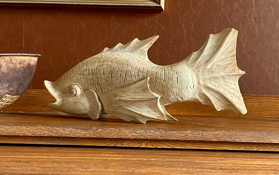 Folk Art Wood Carved Fish Large 16 Long X 7 High - Etsy
