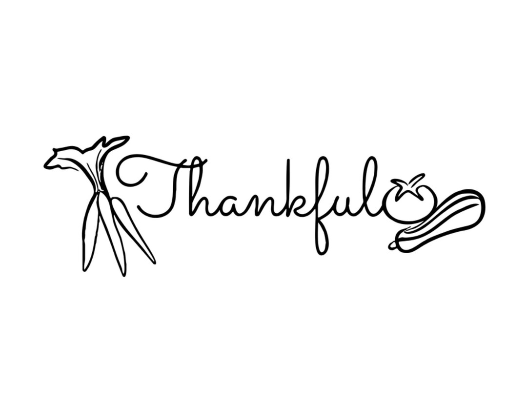 Digital Download of Thankful Text Graphic With Original Illustration of ...