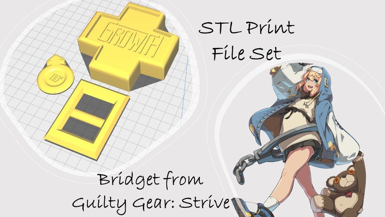 Bridget Guilty Gear: Strive Cosplay Prop Button Set 3D STL Print File ...