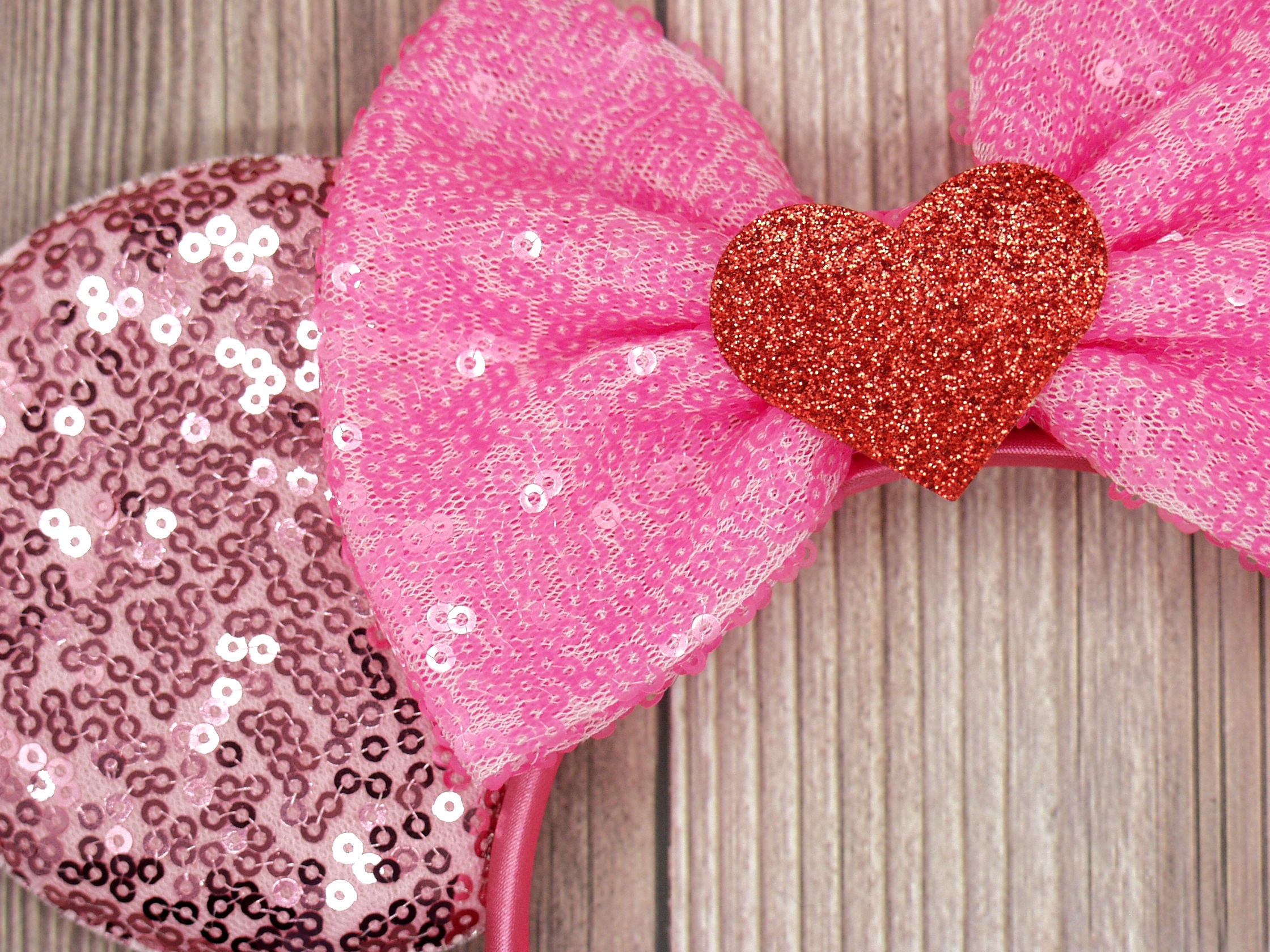 Sparkly Red Heart DIY Mouse Ear Kit, Make Your Own Mouse Ears, Ear Bow ...