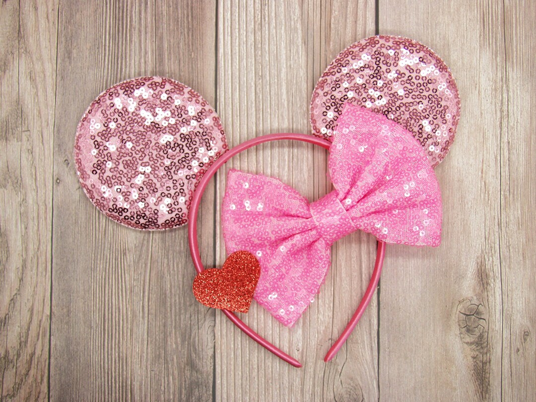Sparkly Red Heart DIY Mouse Ear Kit, Make Your Own Mouse Ears, Ear Bow ...