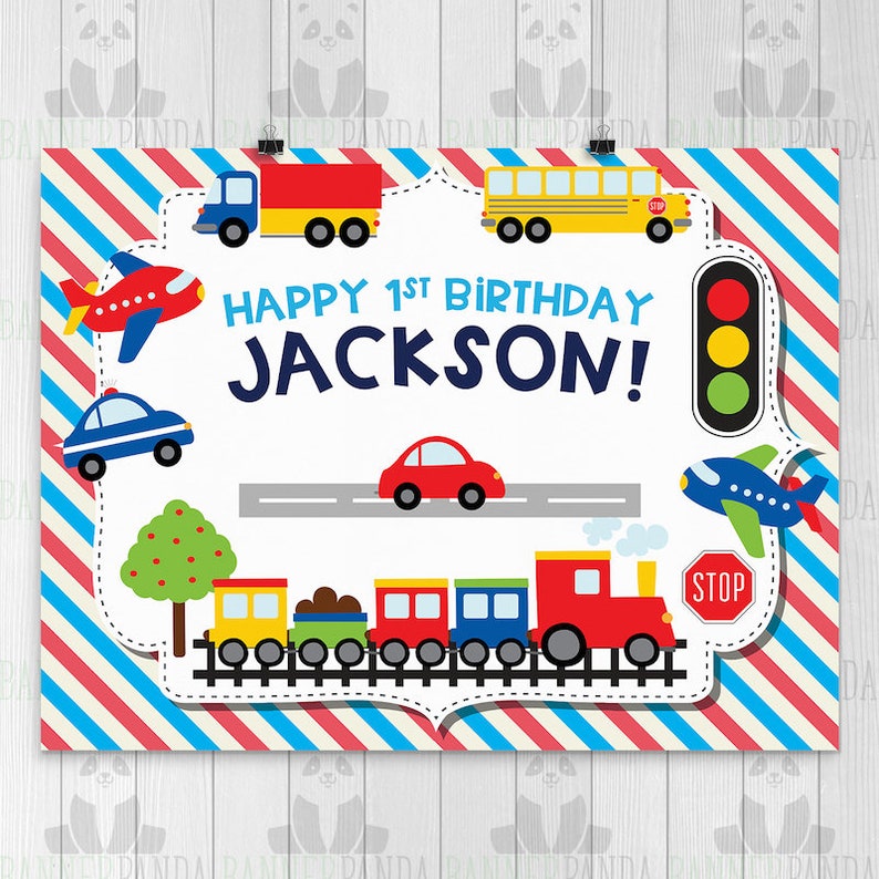 Transportation Birthday Banner PRINTED Backdrop - Etsy