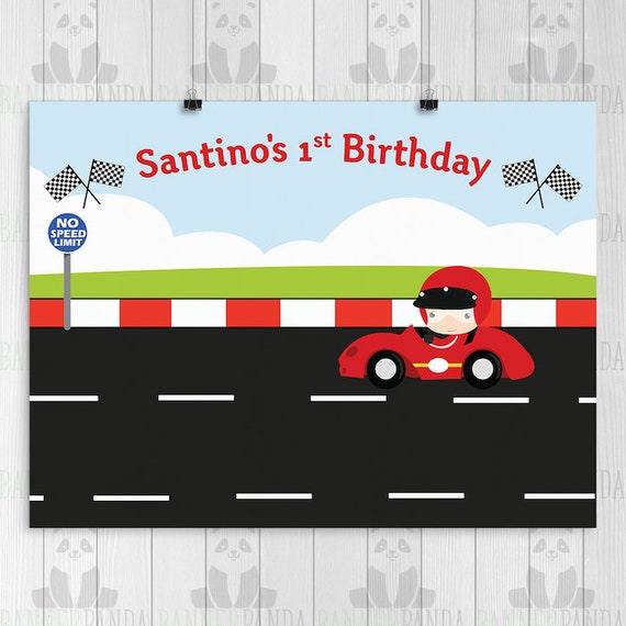 Racing Birthday Sign, PRINTED, Racing Birthday Sign, Racecar Birthday ...