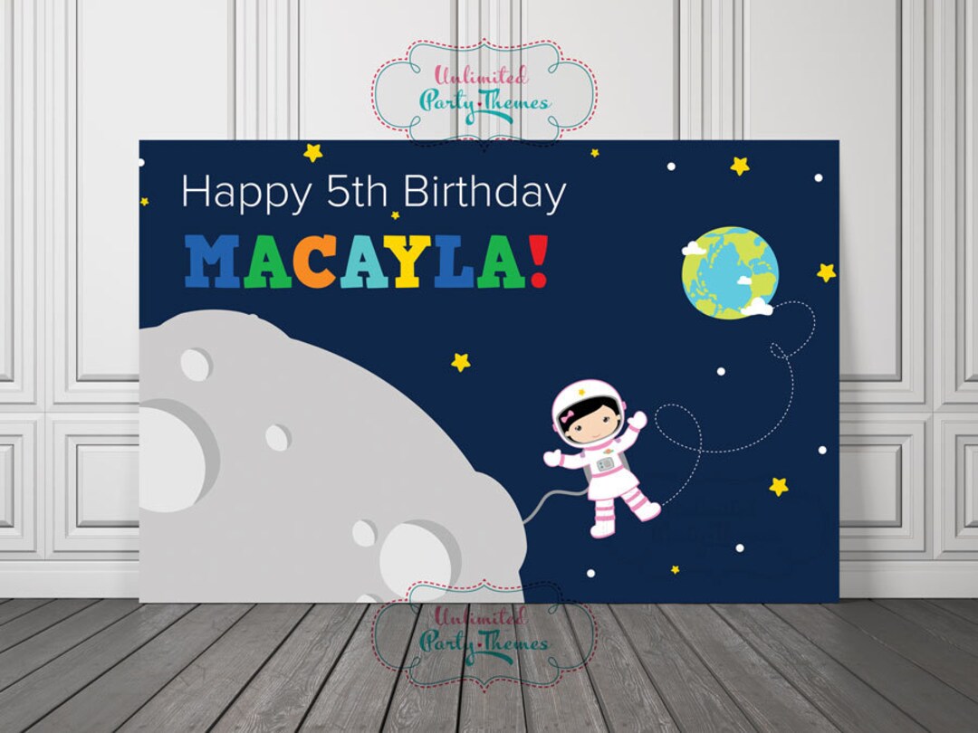 Outer Space Birthday Banner, PRINTED Astronaut Birthday Banner, Photo ...