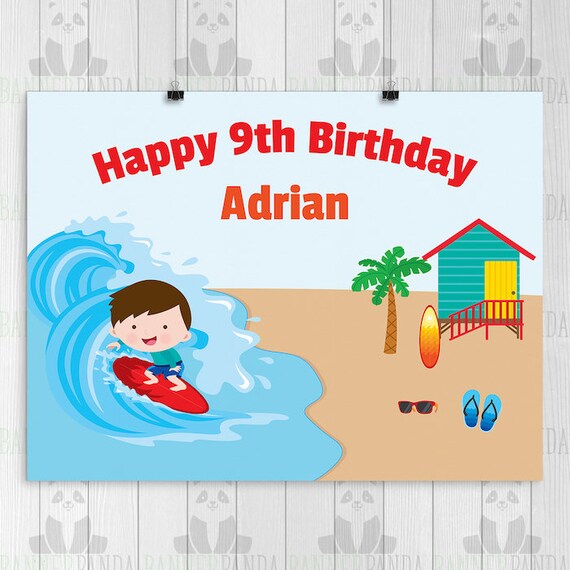 Beach Party Birthday Party Sign, PRINTED Beach Party Birthday Party ...