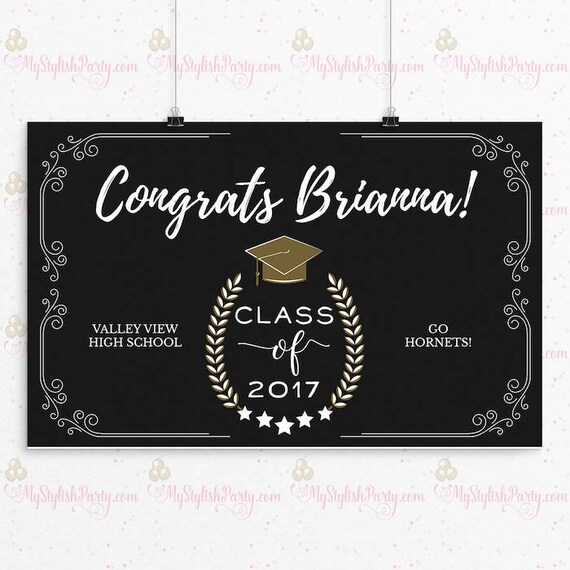 Graduation Backdrop, PRINTED, Personalized Graduation Banner, Chalk ...