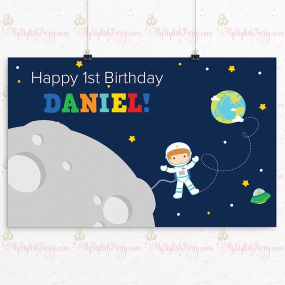 Outer Space Birthday Party Sign, PRINTED, Astronaut Party Sign ...