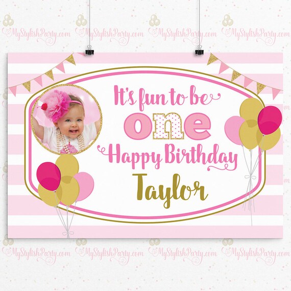 1st Birthday Girl Sign, PRINTED, Fun to be One Birthday Party Sign ...
