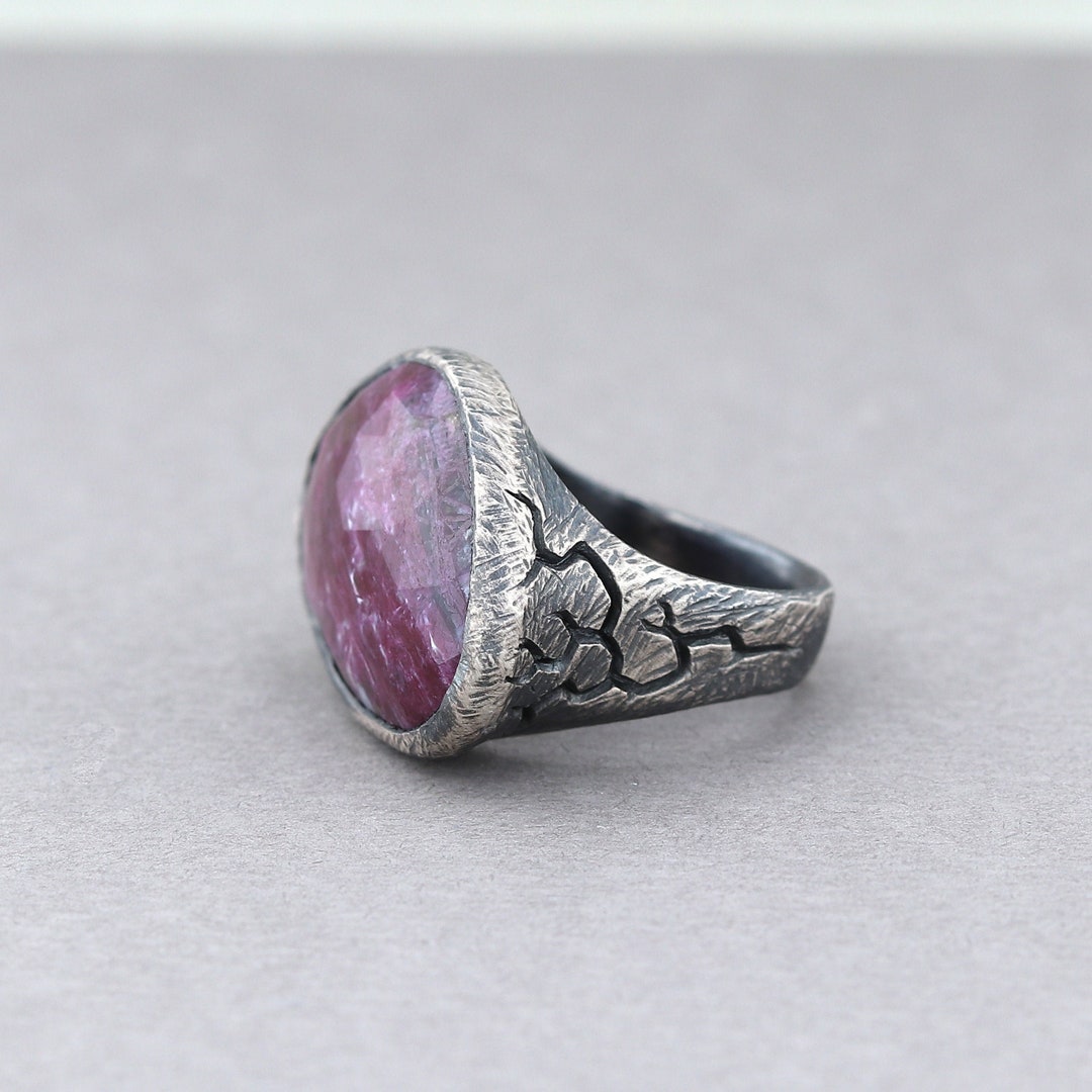 Sterling Silver Rustic Ruby Ring - Etsy