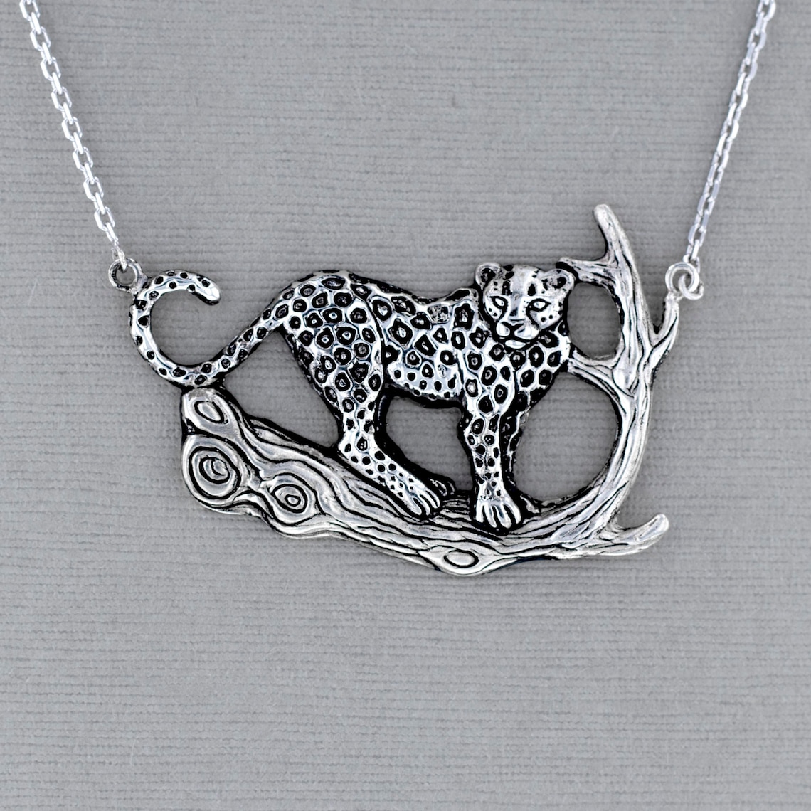 Sterling Silver Leopard Necklace African Wildlife - Etsy UK
