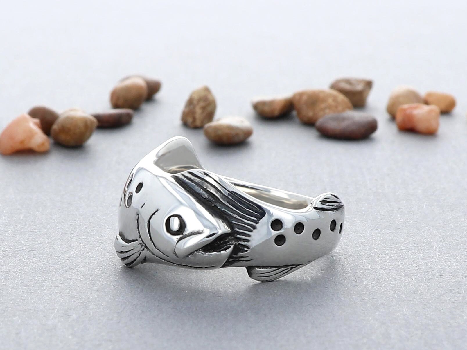 Ladies Trout Ring in Sterling Silver - Etsy