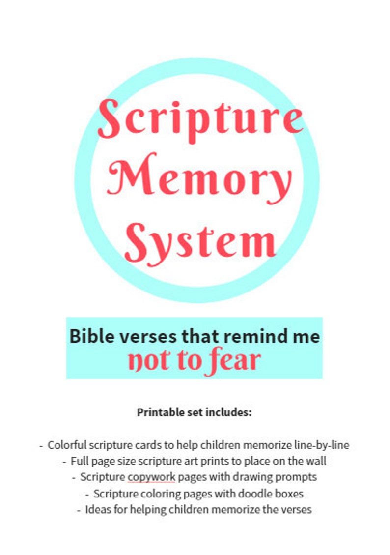 Printable Scripture Memory Pack - Topic: Never Fear - 27-page Pdf File ...