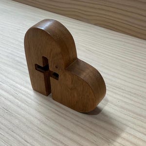 Cherry Hardwood Heart With Cross - Etsy