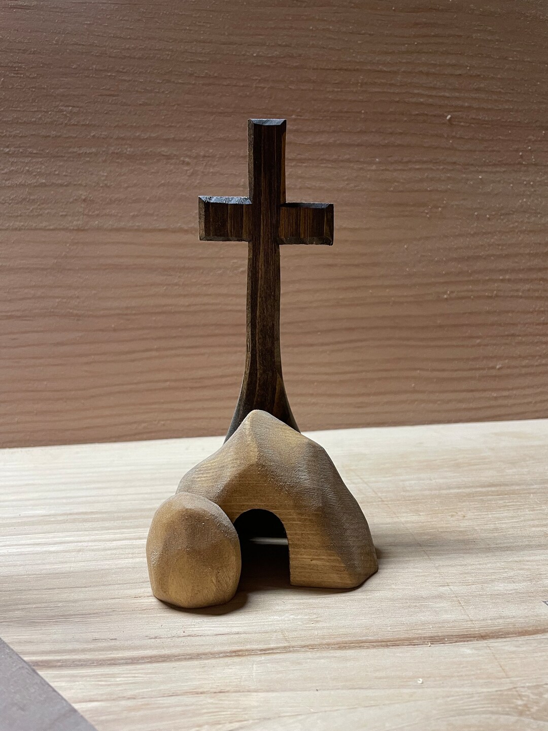 Mini Rustic Empty Tomb With One Cross Easter Decoration. - Etsy