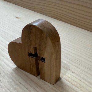 Cherry Hardwood Heart With Cross - Etsy