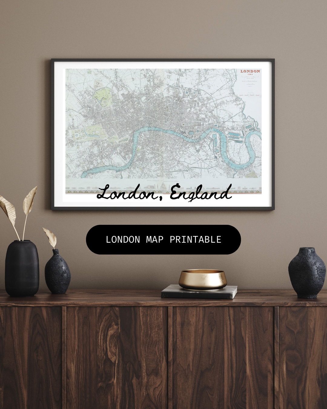 London Map Print Digital Download, London City, London Map Poster ...