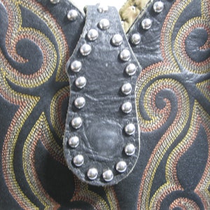 Genuine Vintage Black Leather Charro Western Bag With Multi Stitch Calf ...