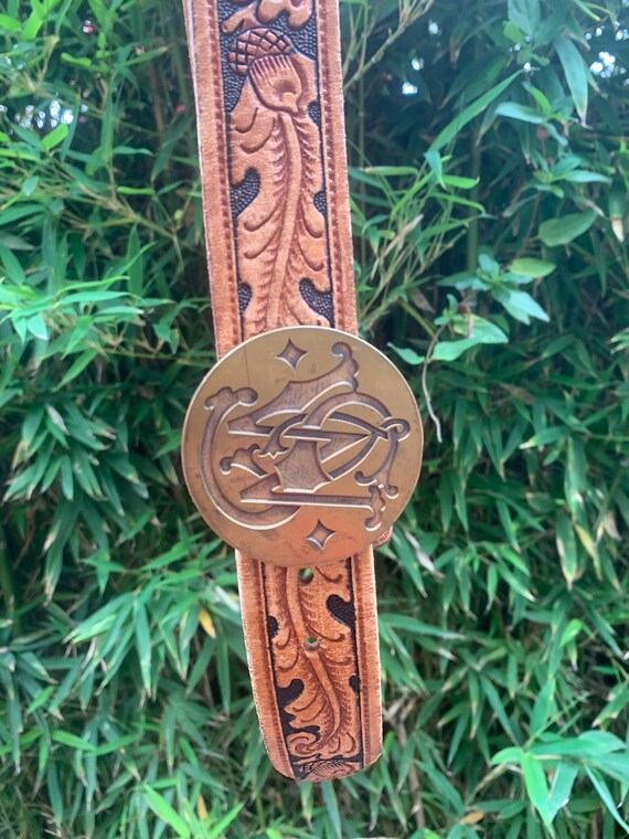 Vintage Genuine Looper Tooled Leather Belt Size 38 With Smith | Etsy
