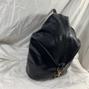 Large Vintage Black Leather Napsack Shoulder Bag Purse Hippie - Etsy