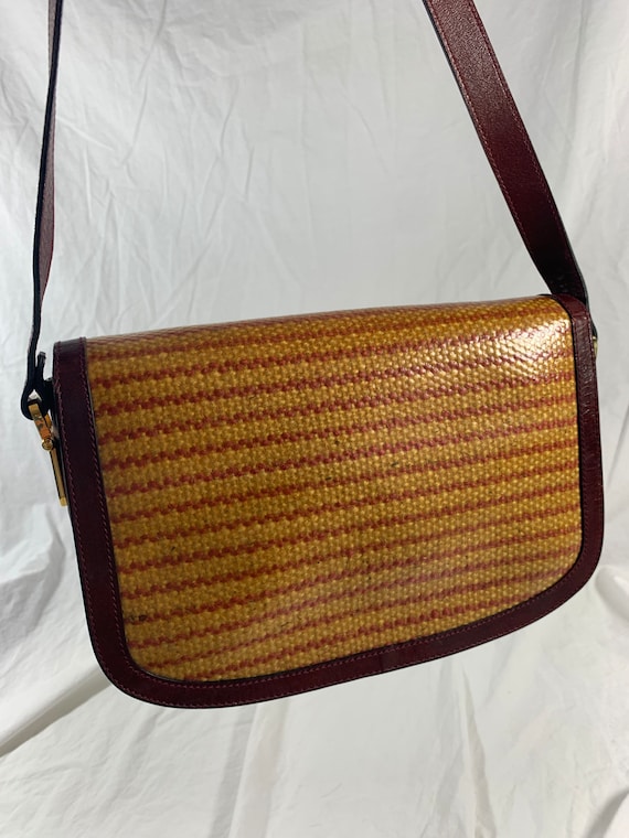 Genuine Vintage Cassandra Paris Leather Canvas Burgun Gem