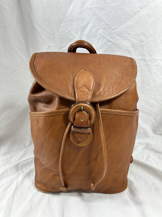 Genuine BOULDER RIDGE tan leather backpack rucksack f… - Gem