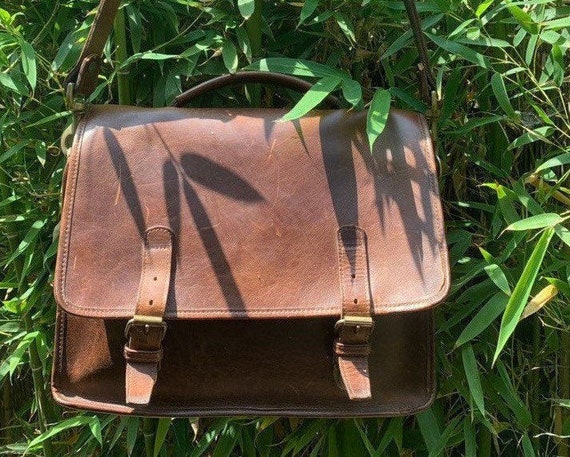 Vintage VILLAGE TANNERY by Sevestet Brown Thick Leather - Etsy