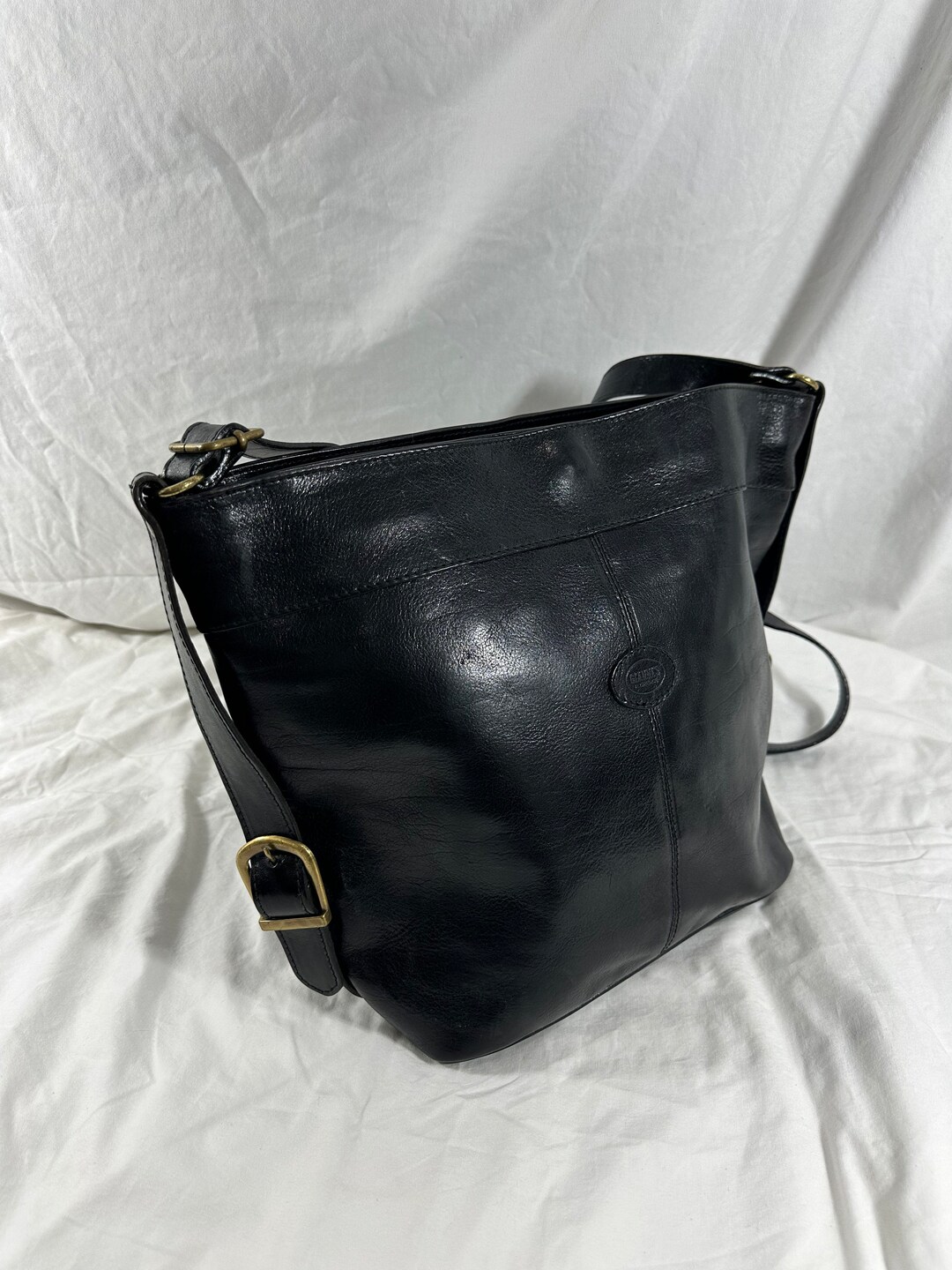 Genuine Black Leather GIANNI'S Florence Bucket Bag Large Vintage - Etsy