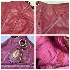 Genuine Vintage FOSSIL Magenta Berry Leather Cross Body Shoulder Bag - Etsy