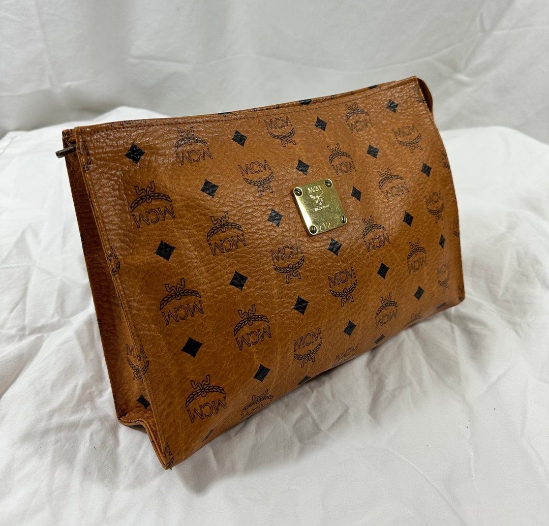 Vintage MCM Mode Creation Munich Visetos Cognac Toiletry Cosmetic Bag ...