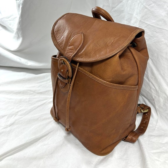 Genuine BOULDER RIDGE tan leather backpack rucksack f… - Gem