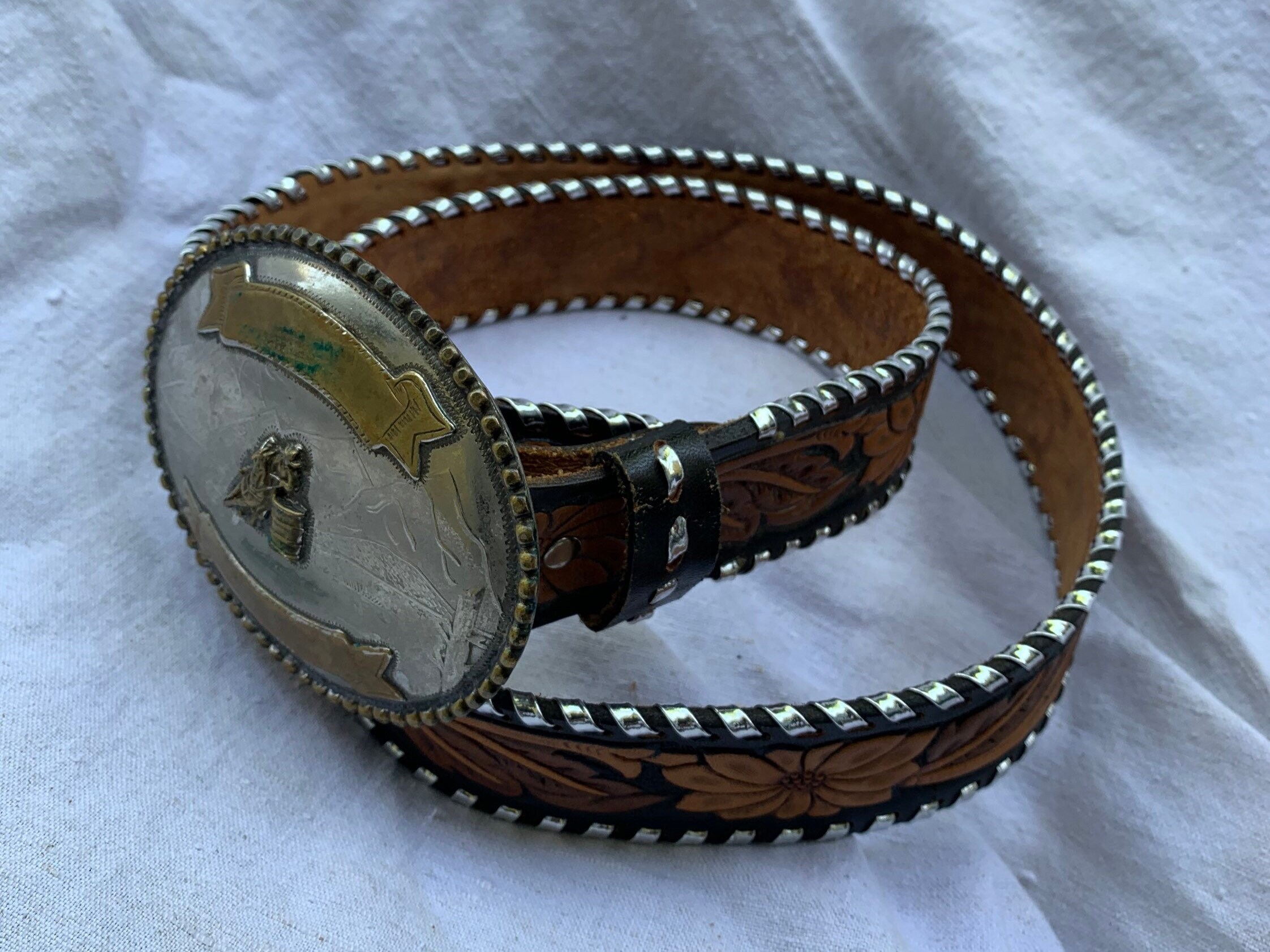 Genuine Vintage Large Maplamex M13 M & F Western Rodeo Belt and Buckle ...