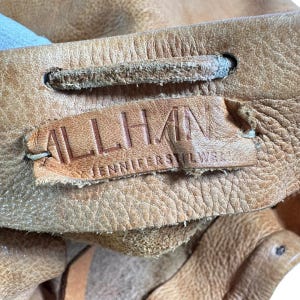 Vintage ALLHAN Jennifer Stilwell Tan Leather Drawstring Bucket Shoulder ...