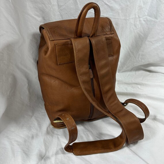 Genuine BOULDER RIDGE tan leather backpack rucksack f… - Gem