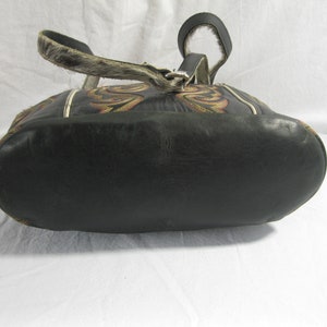 Genuine Vintage Black Leather Charro Western Bag With Multi Stitch Calf ...