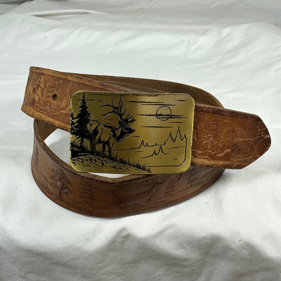 Vintage the Great American Buckle Company Caribou Scenery Buckle and ...