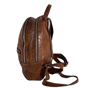 Vintage VILENCA Holland Tan Leather Woven Backpack Rucksack Adjustable ...