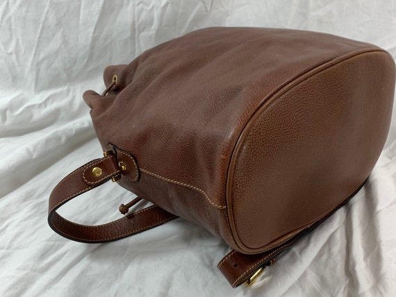 Genuine vintage DUNHILL tan leather drawstring bucket… - Gem