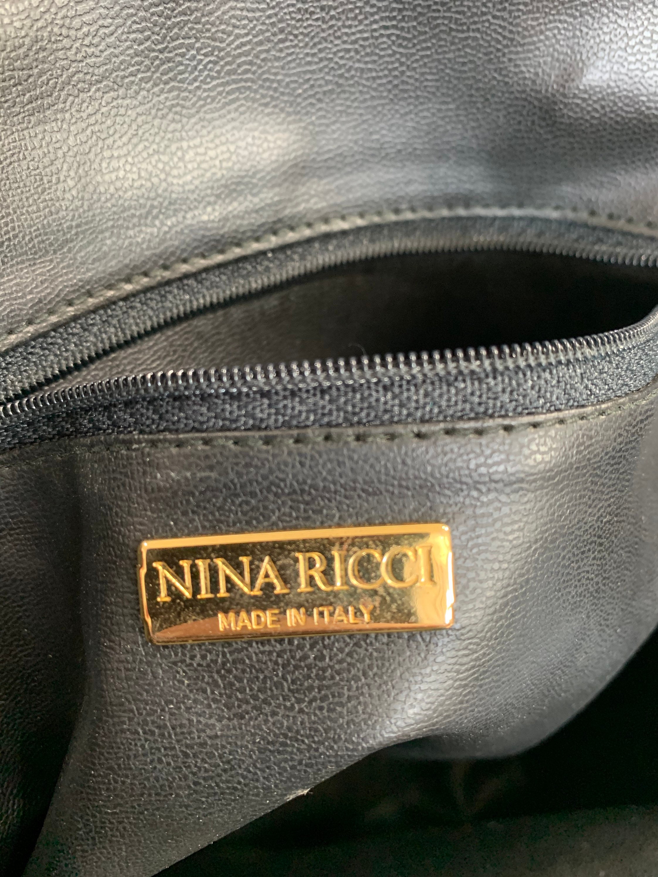 Vintage NINA RICCI Black Leather Shoulder Bag Purse 2 Way | Etsy Ireland