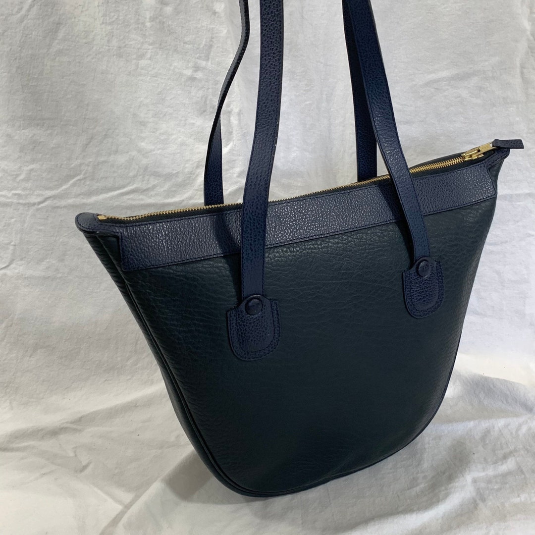 Vintage Navy Blue Pebble Leather Shoulder Bag Purse Custom Made - Etsy