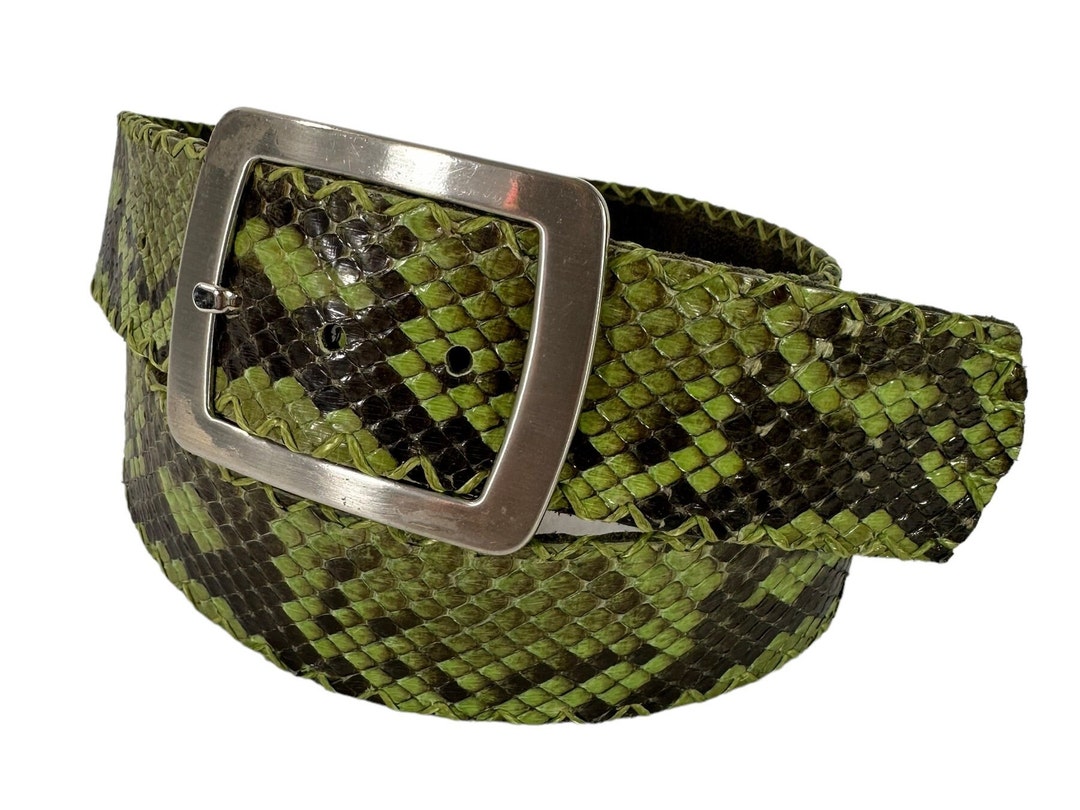 Genuine Hand Made Vintage Green Snake Skin Belt Adjustable 36 - Etsy