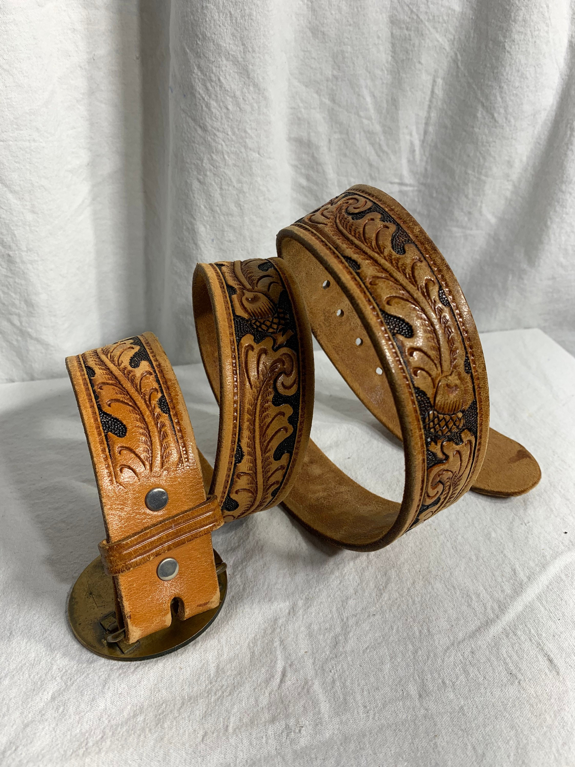 Vintage Genuine Looper Tooled Leather Belt Size 38 With Smith - Etsy UK