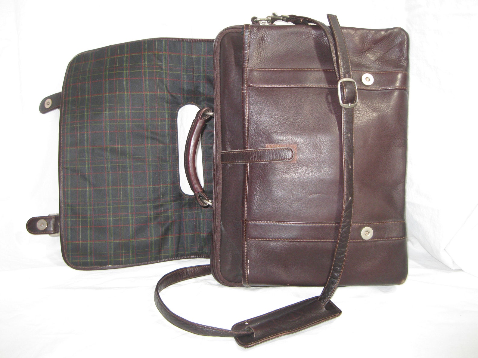 Vintage QUEROS Brown Leather Briefcase Laptop Carrier With Strap Work ...