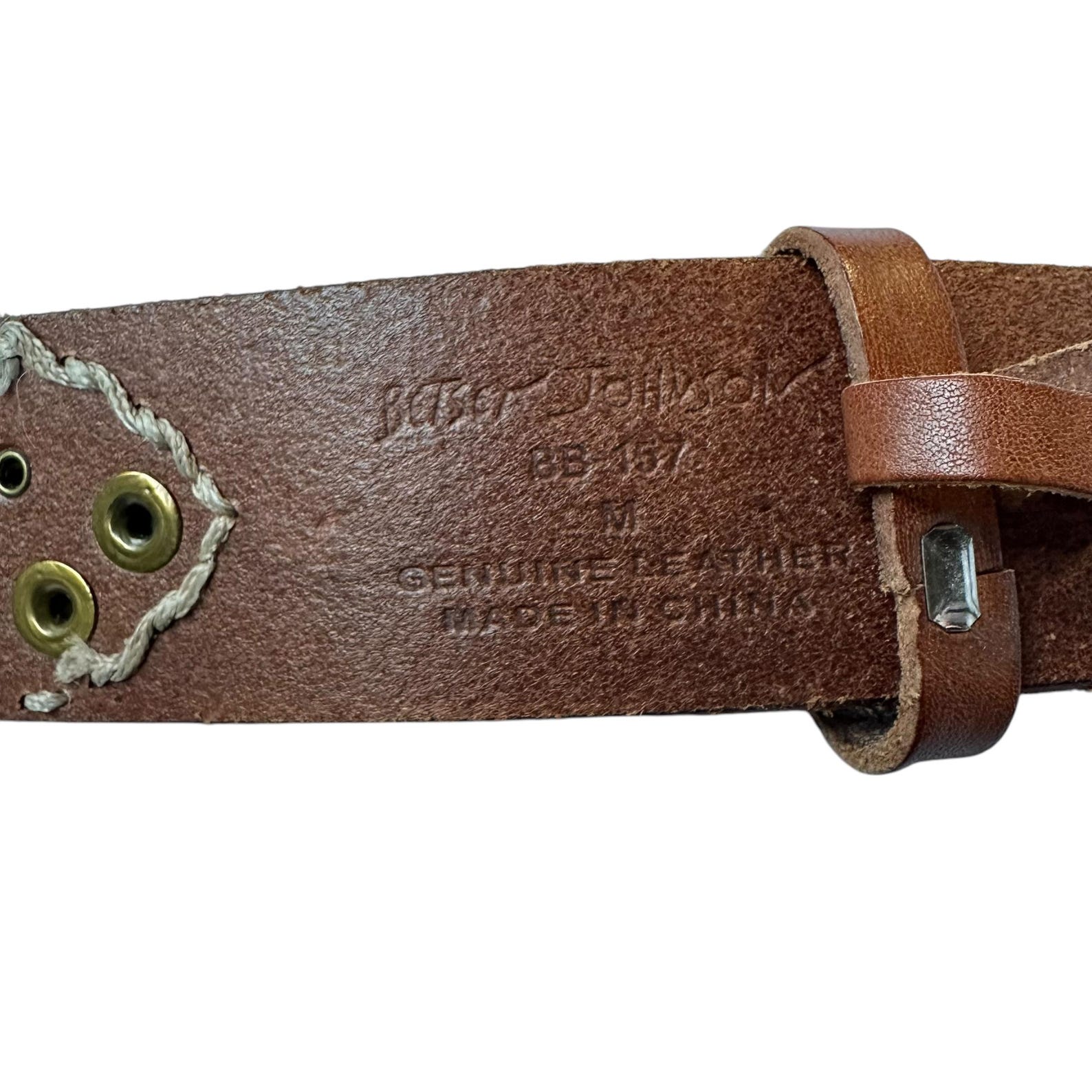 Vintage BETSEY JOHNSON Brown Genuine Leather Floral Buckle Studded Belt ...