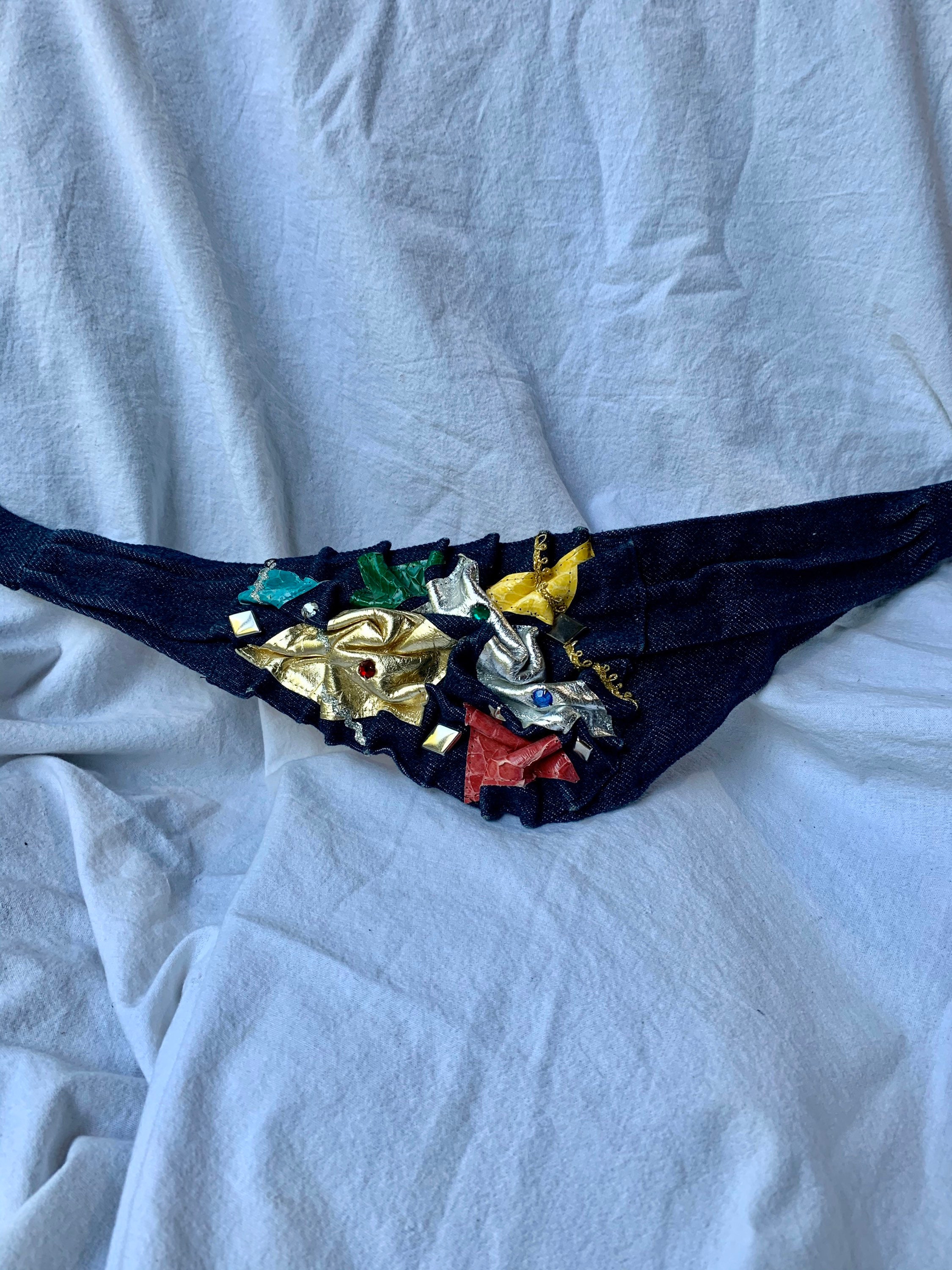Vintage Denim Leather and Stones Belt Wide Medium 80s - Etsy Vintage Denim Leather and Stones Belt Wide Medium 80s - Etsy
