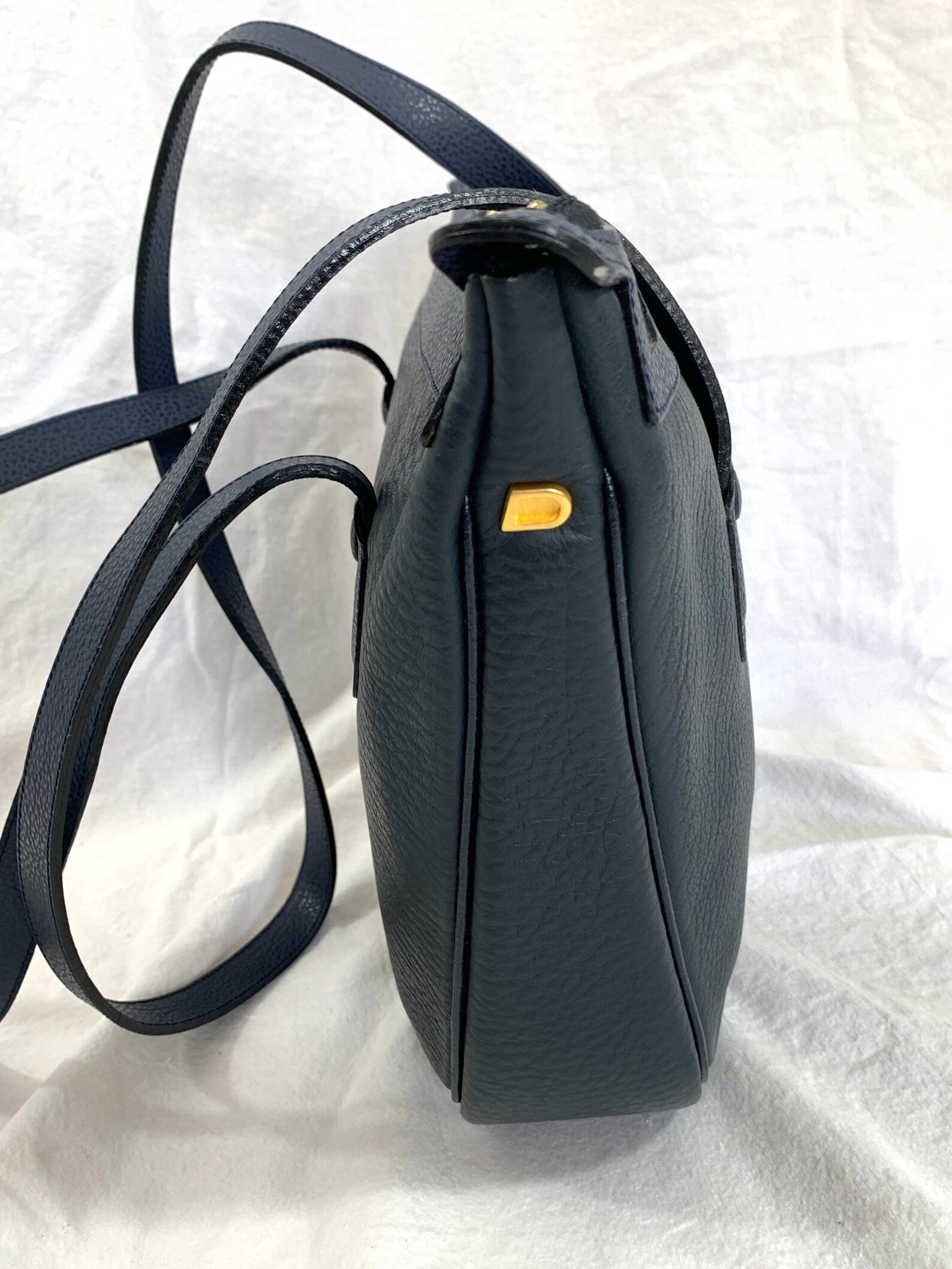 Vintage Navy Blue Pebble Leather Shoulder Bag Purse Custom - Etsy