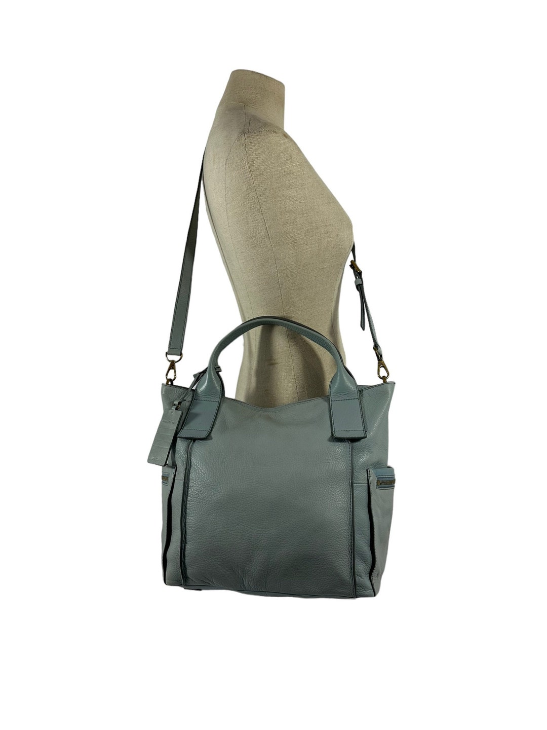Genuine Vintage FOSSIL Sky Blue Leather Tote Bag With Shoulder Strap - Etsy